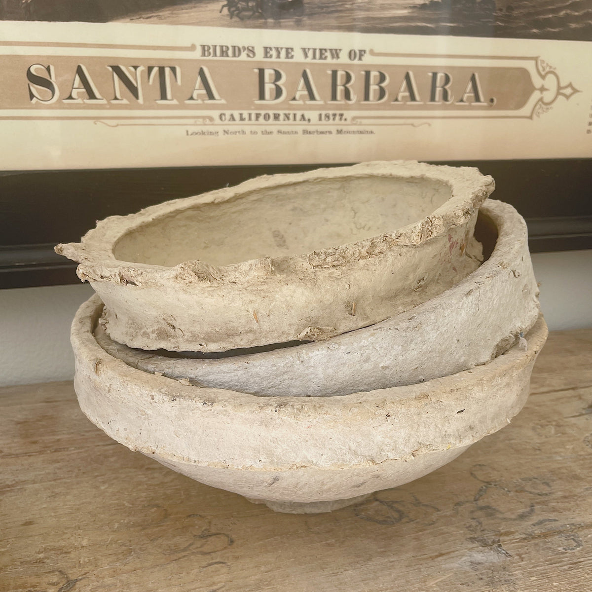 Primitive Paper Machè Bowl – Sandstone and Sage